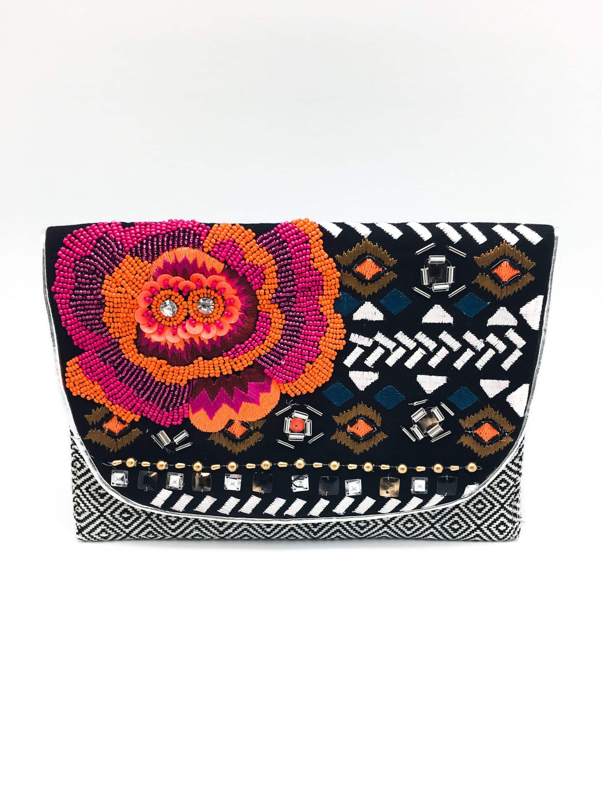 Glamorous Floral Beaded Clutch-Glam Floral Clutch - La Chic Designs